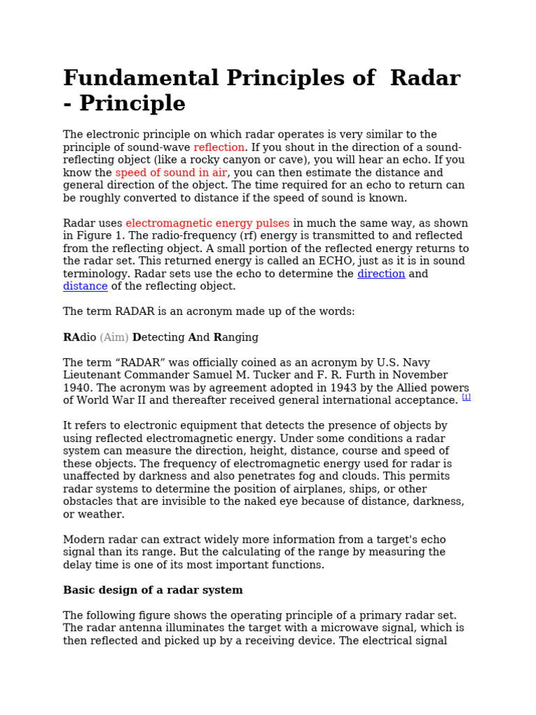 Principles of Radar Technology Explained | PDF | Radar | Antenna (Radio)