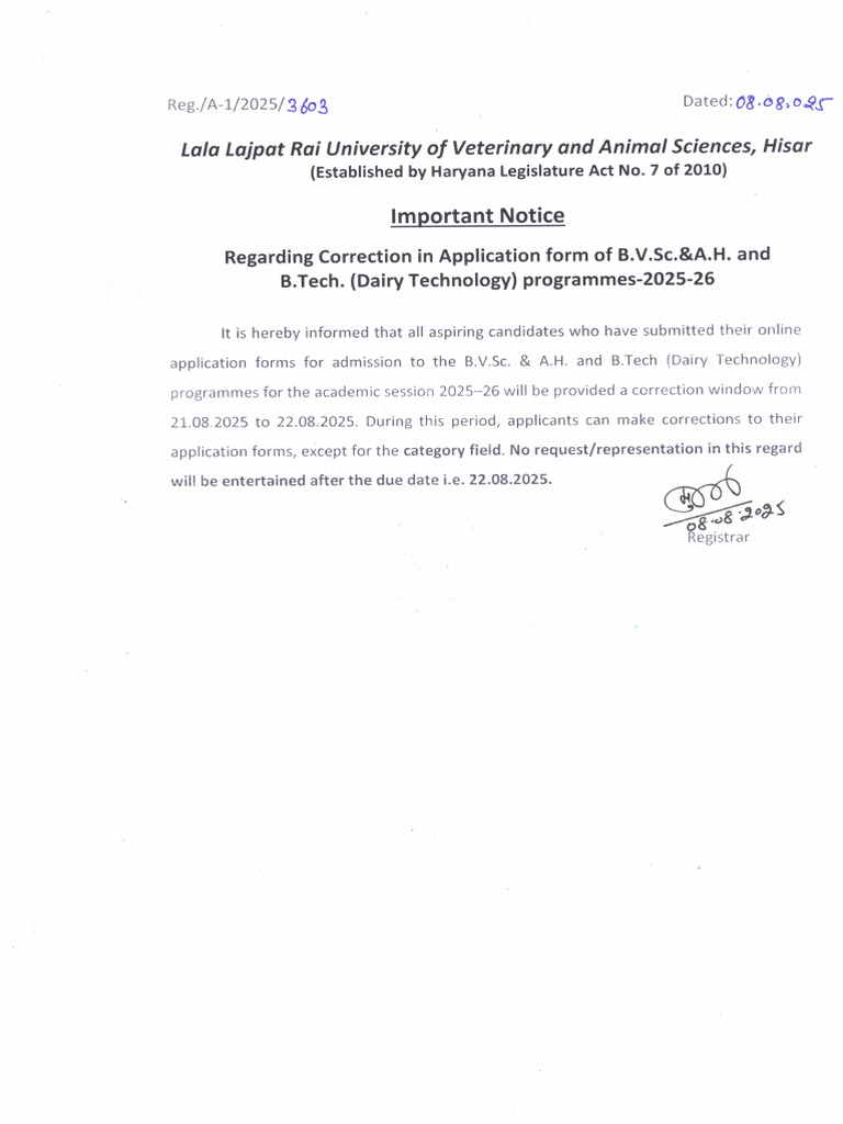 Notice For Correction Window | PDF