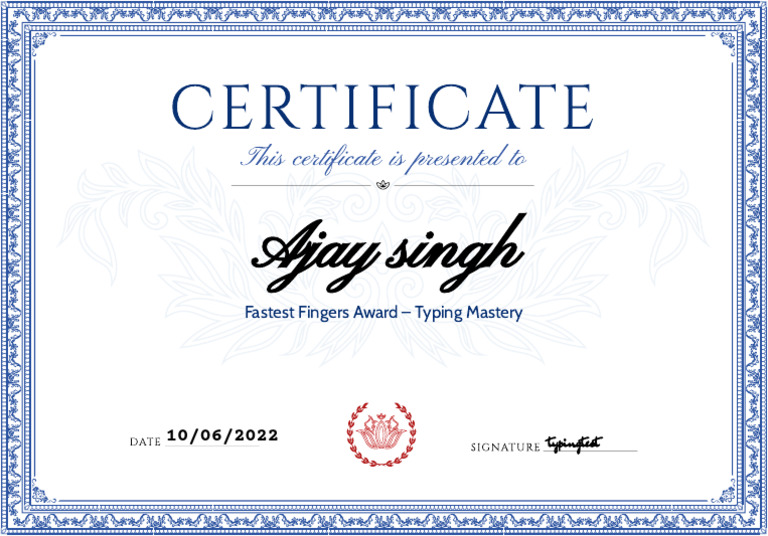 Typing Test Award | PDF