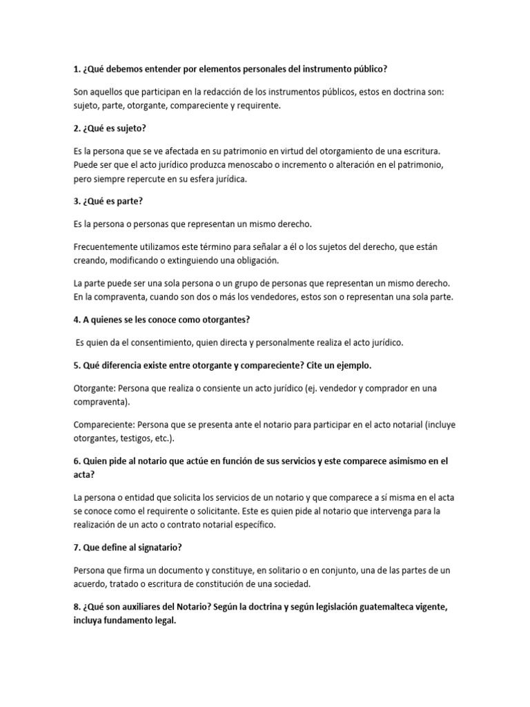 Elementos Personales en Instrumentos Públicos | PDF