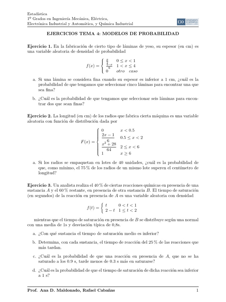 Ejercicios_T4(1) | PDF | Probabilidad | Función de densidad de probabilidad