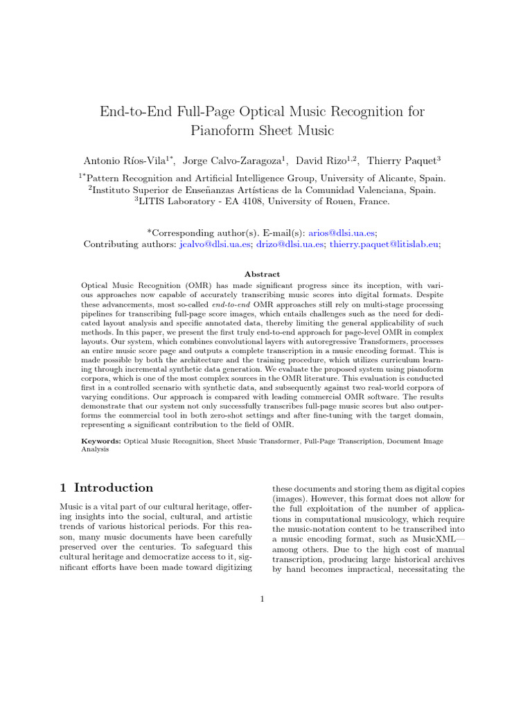 End-to-End Optical Music Recognition | PDF