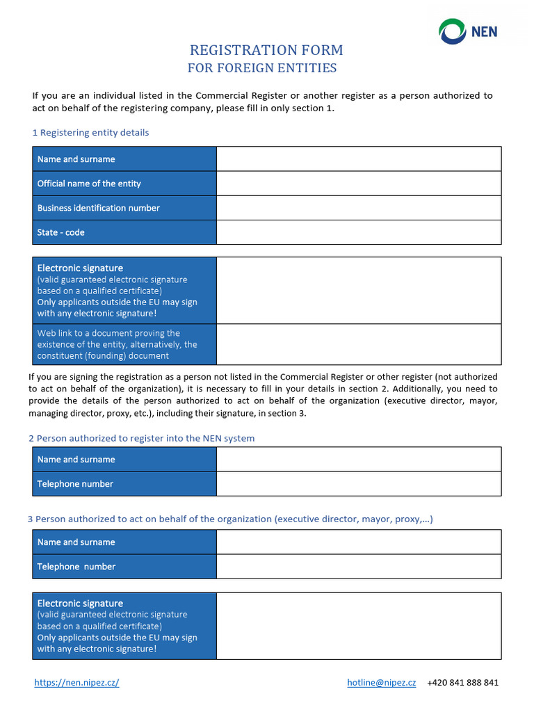 Foreign Entity Registration for NEN System | PDF | Identity Document