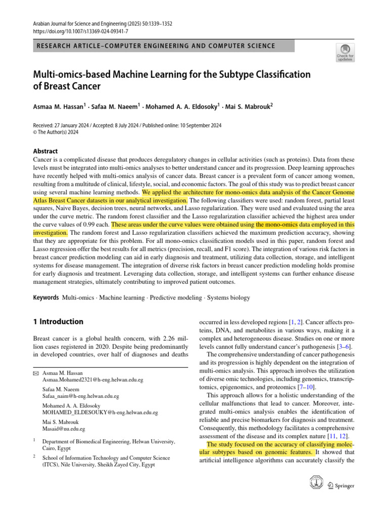 Multi-Omics-Based Machine Learning For The Subtype Classification of ...