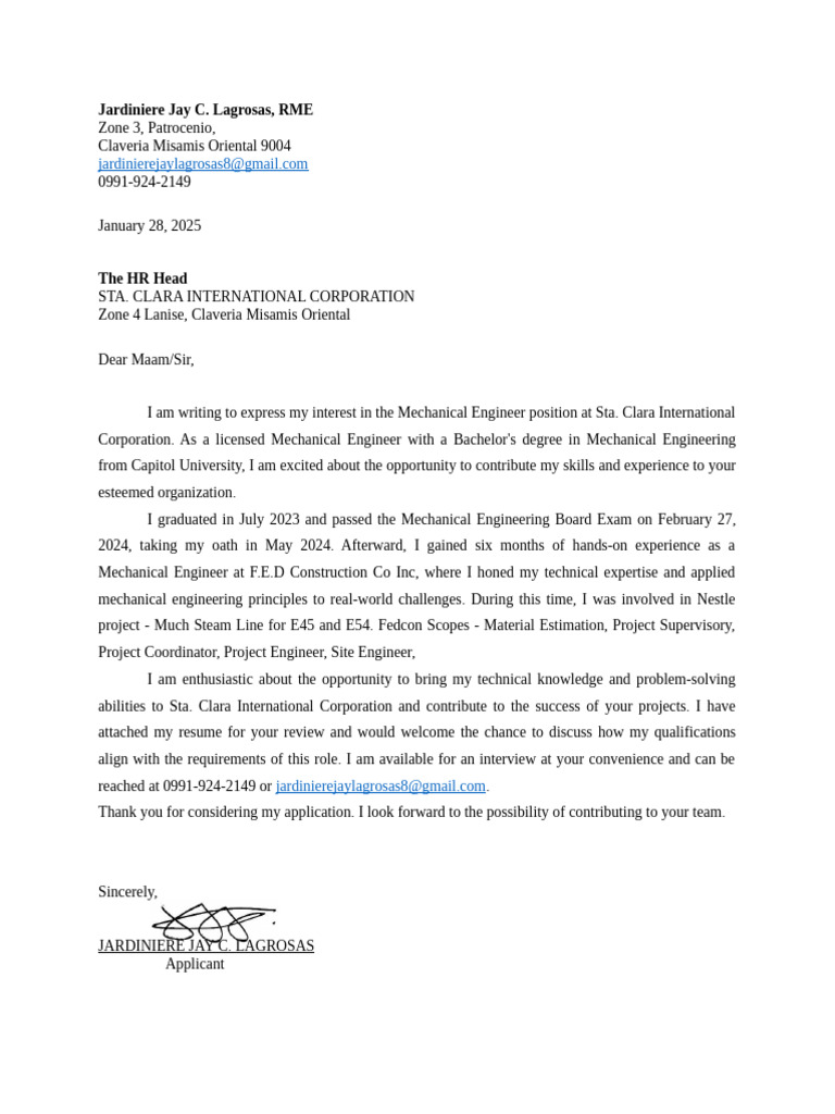 Application Form Lagrosas | PDF