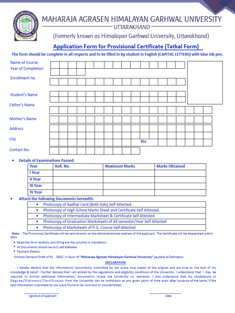 2 Tatkal Application Form Provisional | PDF