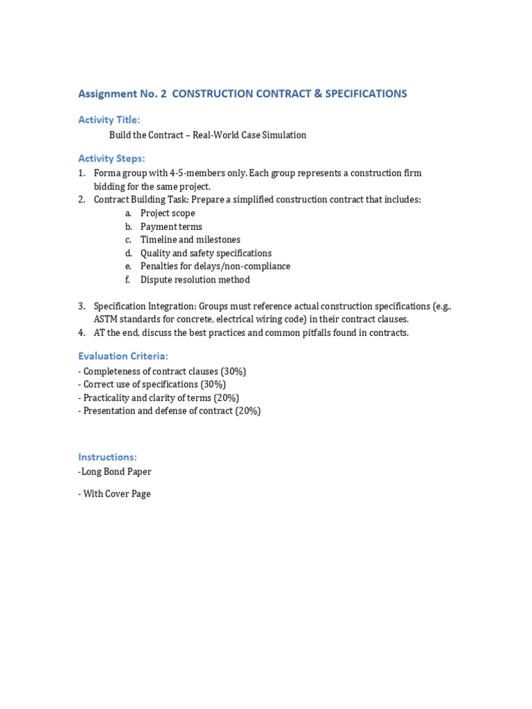 Construction Contract Simulation Guide | PDF | Concrete | Wall