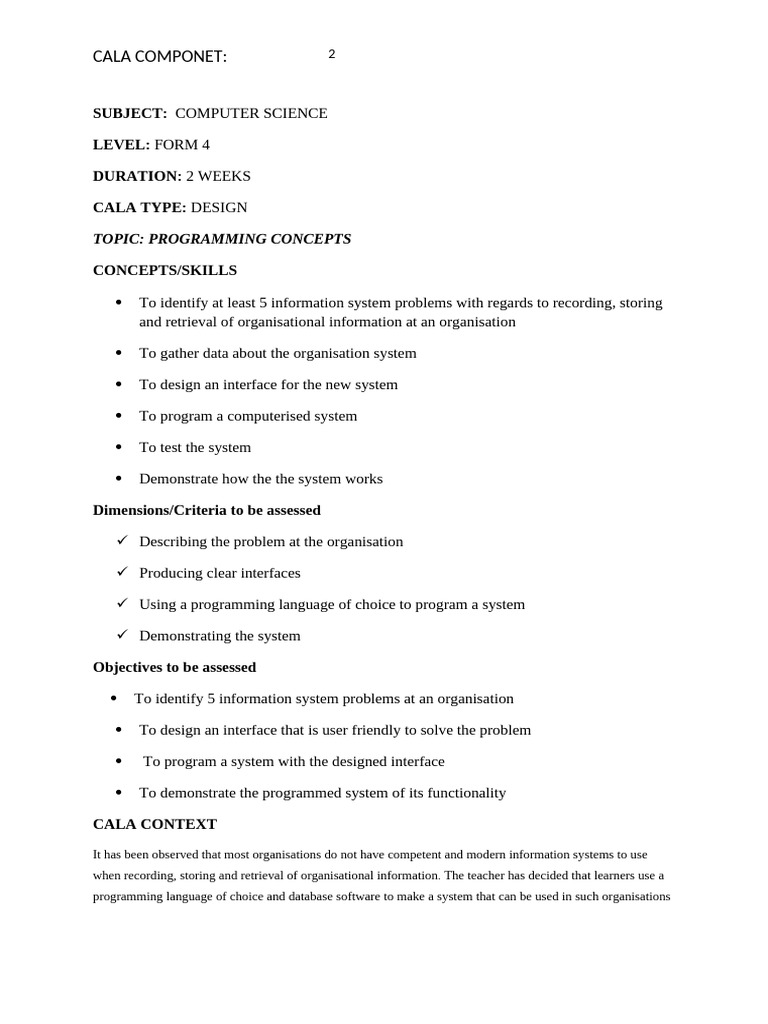 Computer Science CALA 2 | PDF | Computer Programming | Usability
