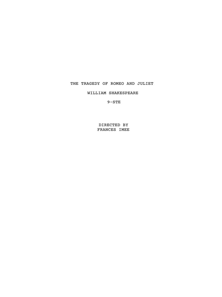 Romeo and Juliet Whole Script | PDF | Characters In Romeo And Juliet ...