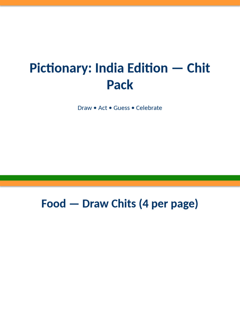 Pictionary India Edition Chit Pack | PDF | Cuisine