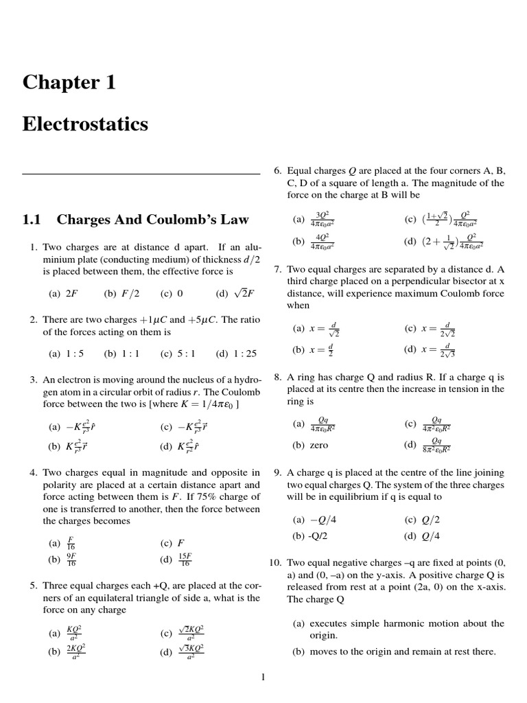 NEET - IIT Coulombs Law+Electric Field | PDF | Force | Electric Field