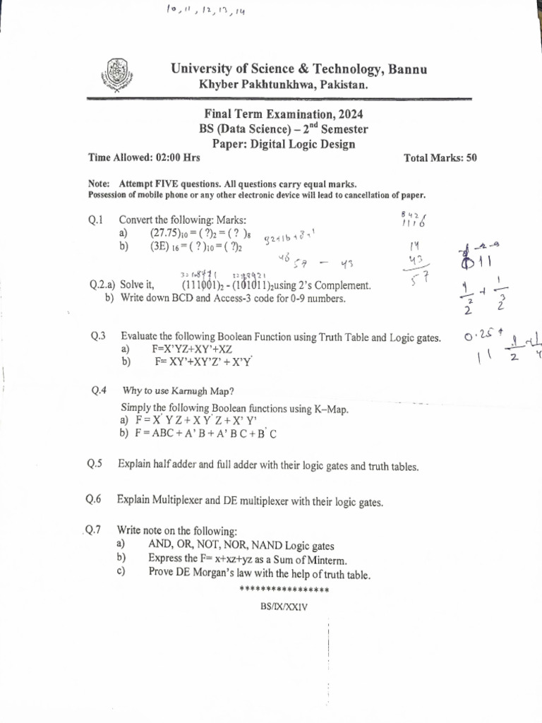 DLD 2nd Sem Final 2024 | PDF