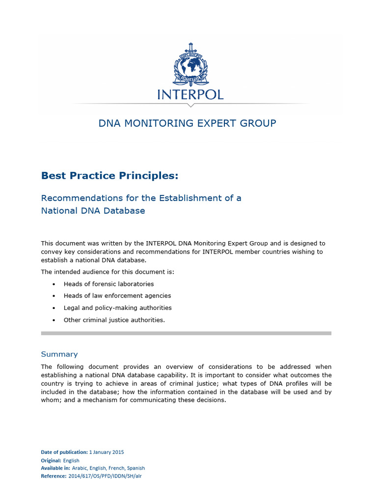 National DNA Database Recommendations | PDF | Dna Profiling | Crimes