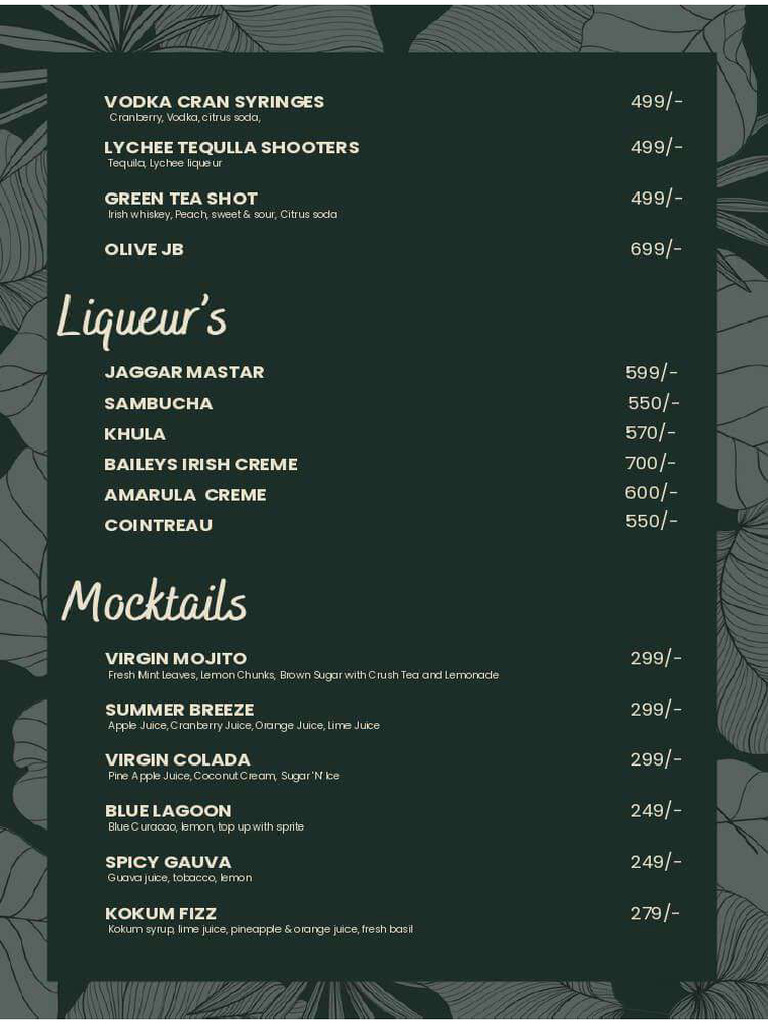 Cocktail and Mocktail Menu | PDF