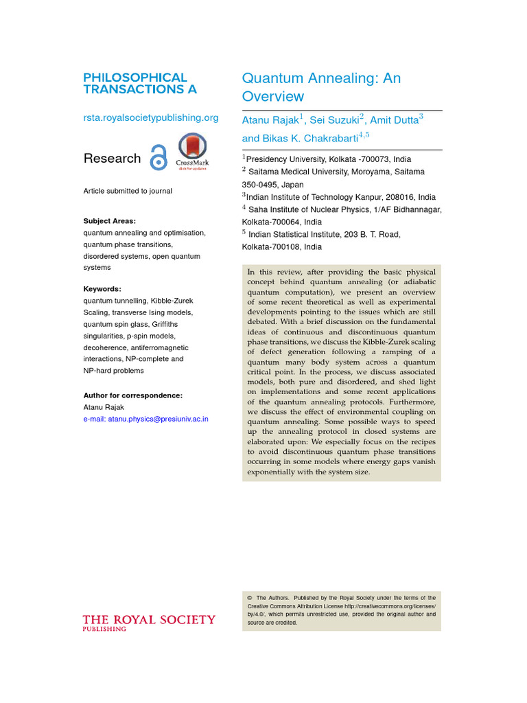 Annealing RP | PDF | Hamiltonian (Quantum Mechanics) | Physics