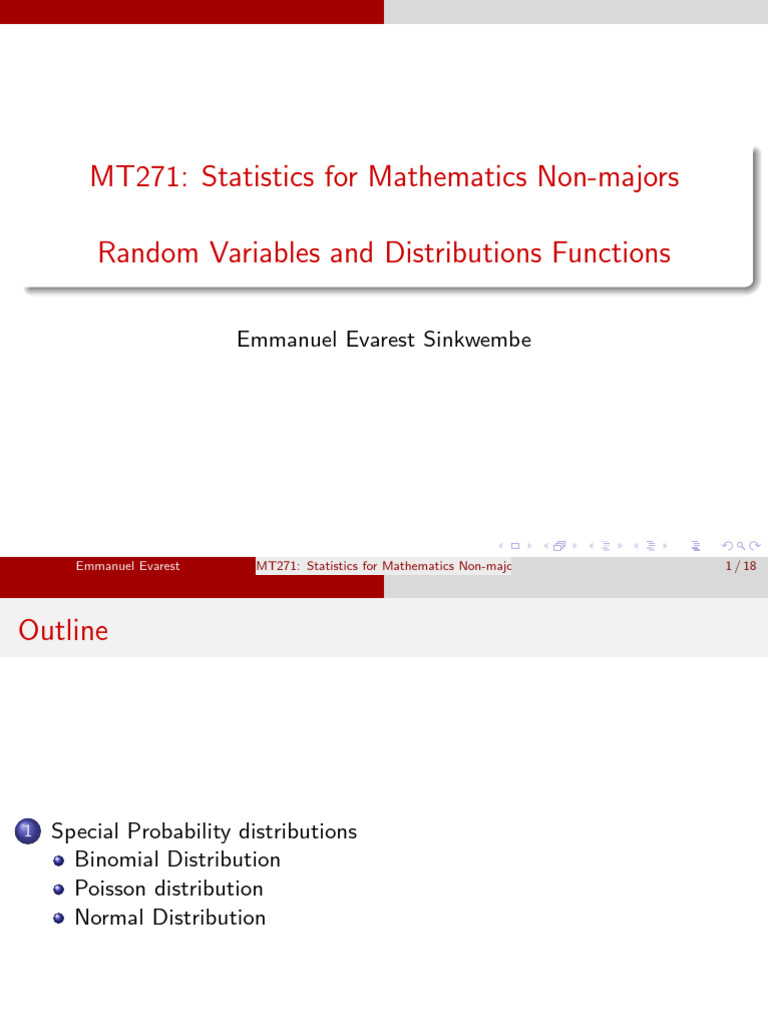 Special Probability Distributions | PDF | Probability Distribution ...