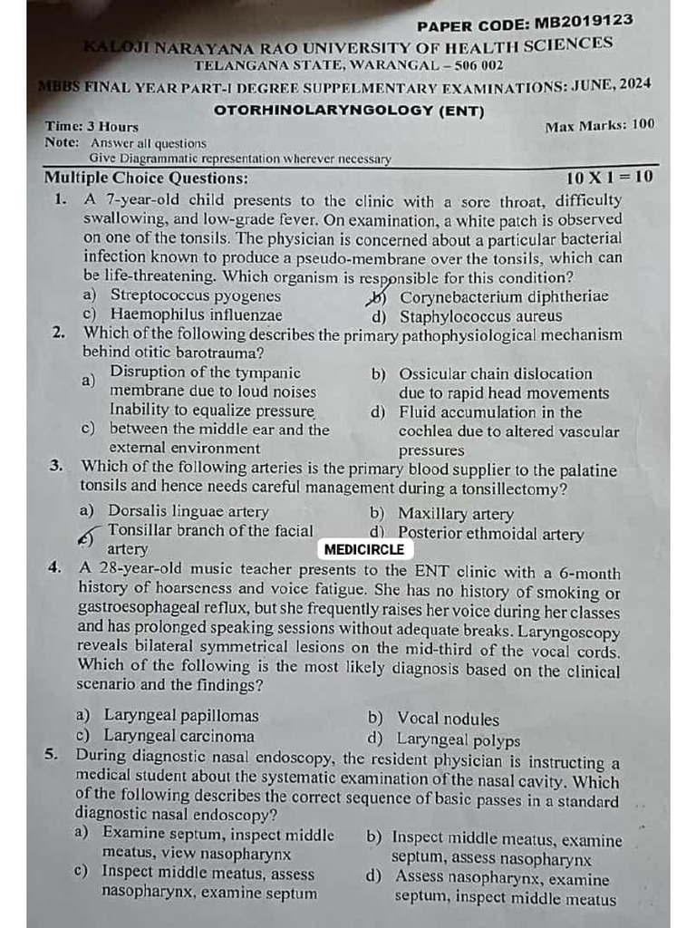 KNRUHS Final Yr Part 1 INSTANTS 2k20 Batch | PDF