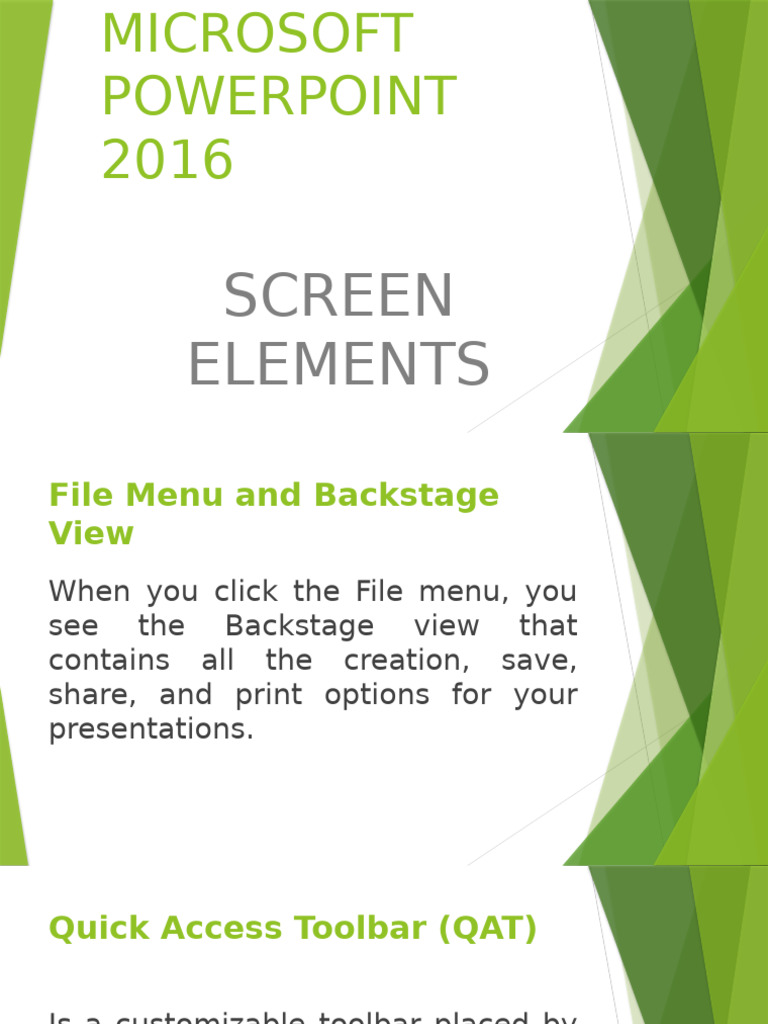 PowerPoint 2016 Screen Elements Guide | PDF | Operating System Families ...