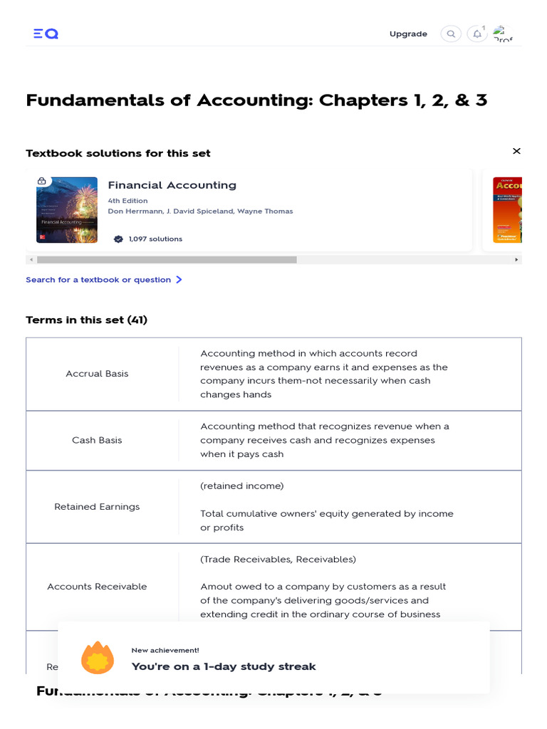 Accounting Fundamentals: Chapters 1-3 | PDF | Expense | Retained Earnings