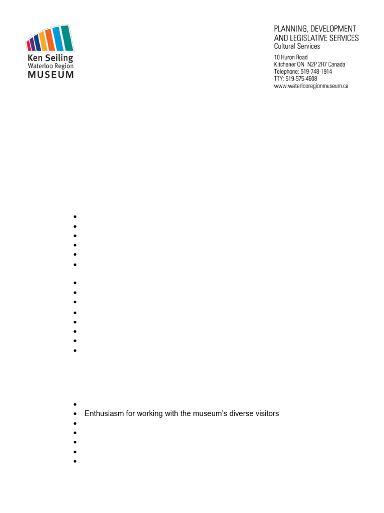 WRM Gallery Greeter Volunteer Assignment Description | PDF | Museum