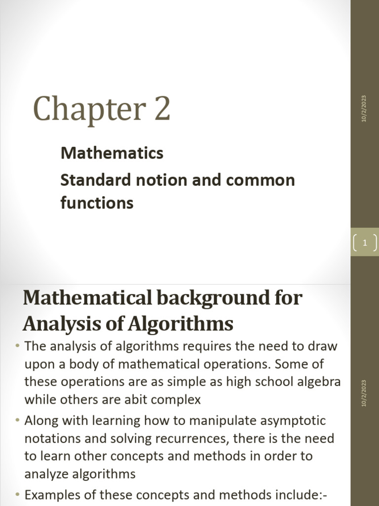 Standard Notation in Algorithm Analysis | PDF | Multiplication | Summation