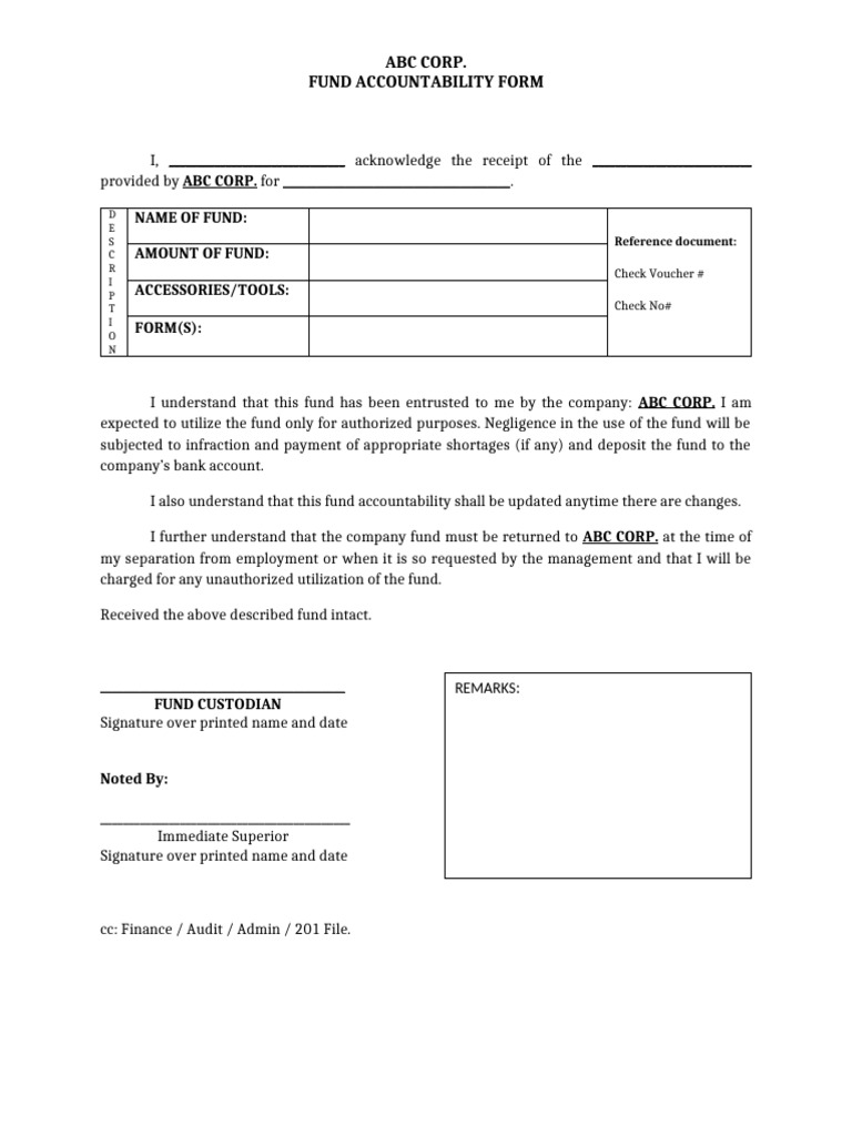 Fund Accountability Form (Blank) | PDF