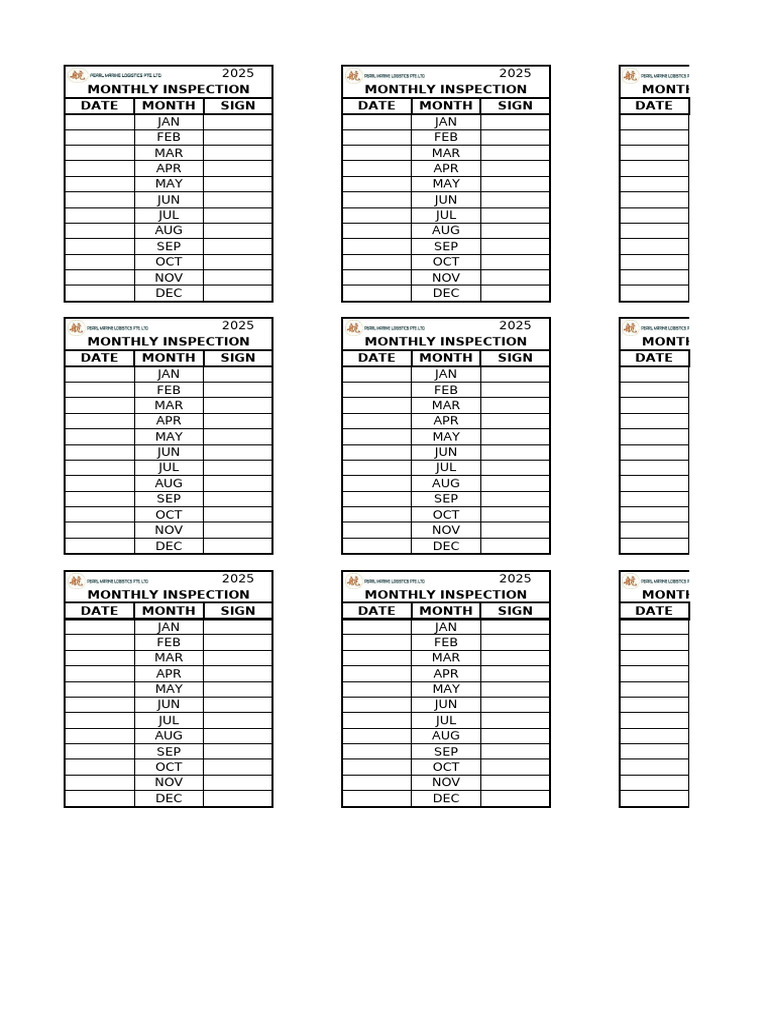 2025 Monthly Inspection Checklist | PDF | Firefighter | Shipping