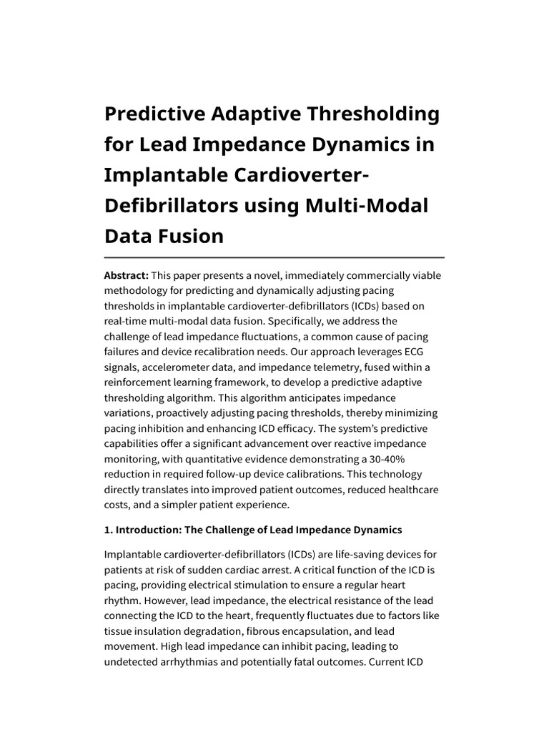 Predictive Adaptive Thresholding For Lead Impedance Dynamics in Implantable Cardioverter ...