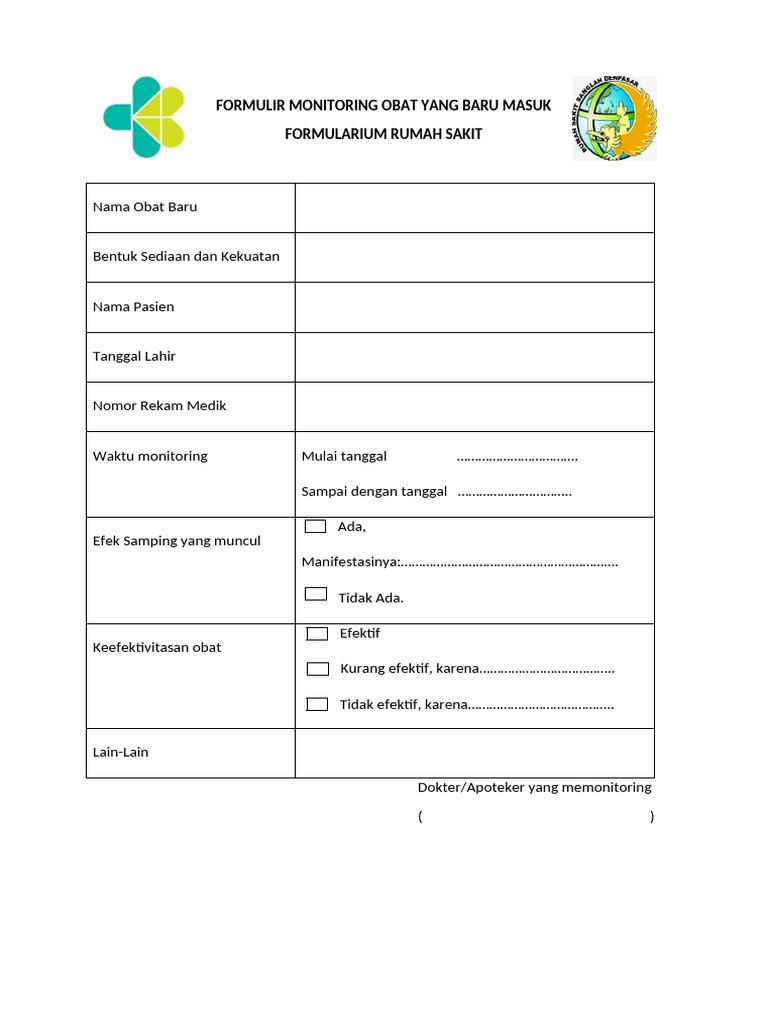 Formulir Monitoring Obat Yang Baru Masuk-rev | PDF