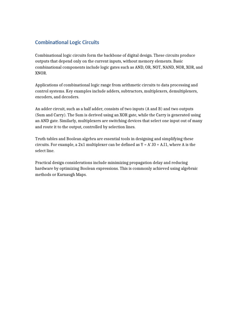 Combinational Logic Circuits | PDF