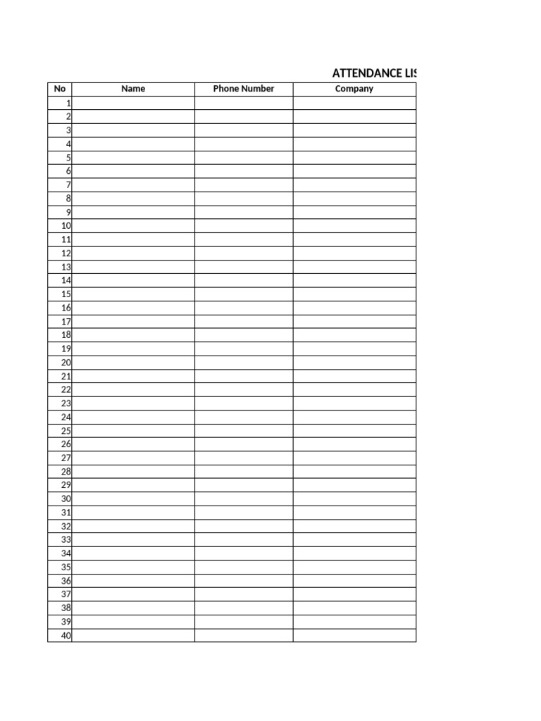 Attendance and Dance List Template | PDF