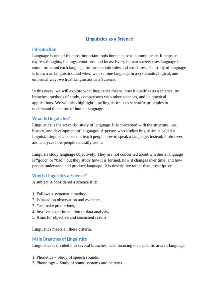 Linguistics: The Science of Language | PDF | Linguistics | Science
