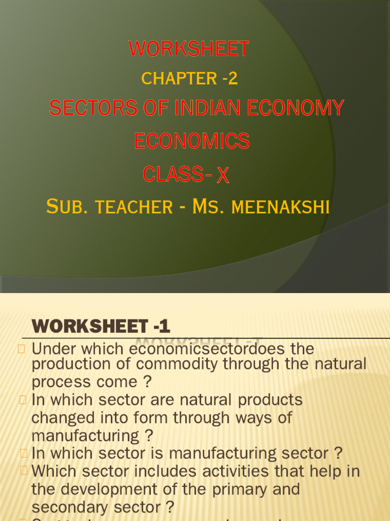 Sectors of Indian Economy Class X Worksheet PDF | PDF