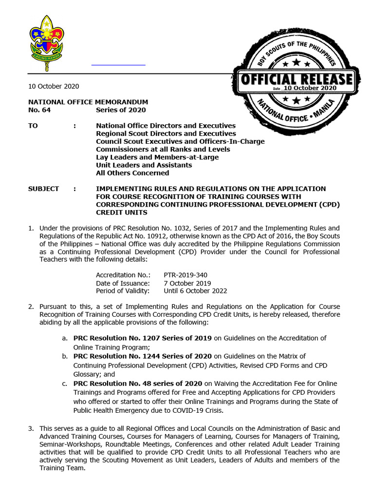 Memo 9 BSP-N.O.-Memorandum-No.-64-s.-2020 - IRR-on-the-Application-for ...