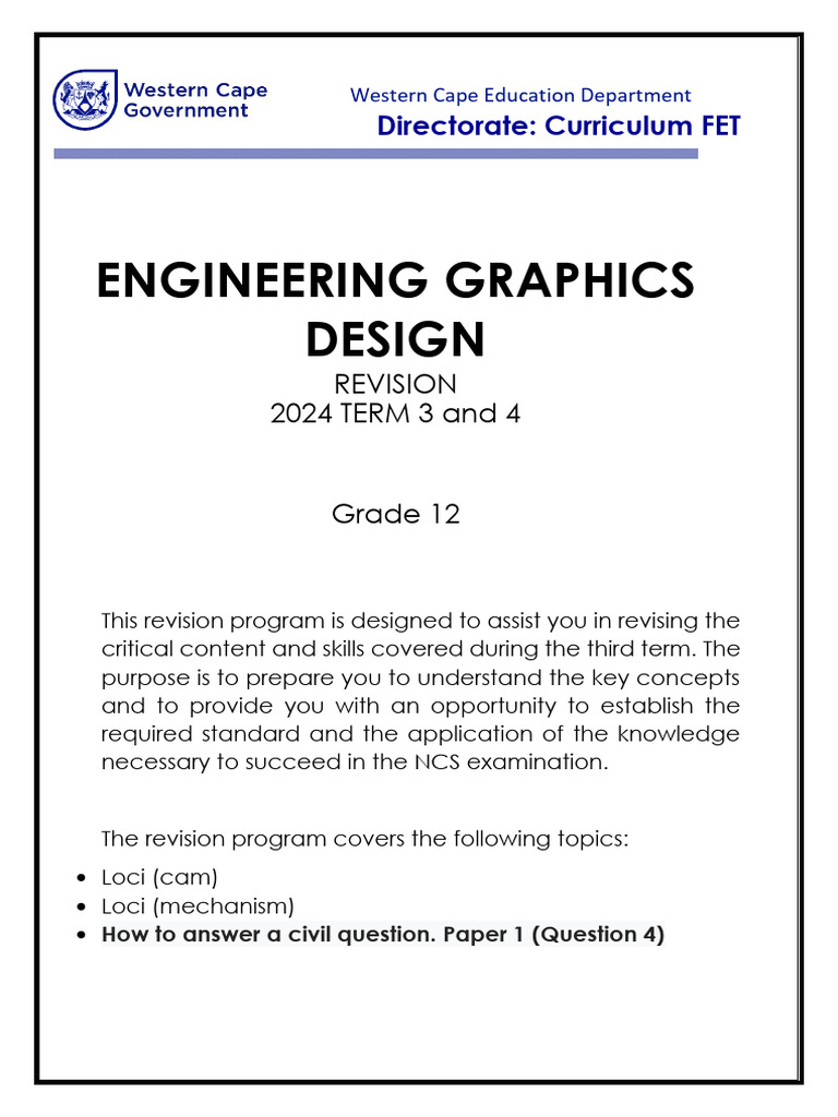 Engineering Graphics Design Grade 12 Revision Booklet Term 3 and 4 - 2024 | PDF