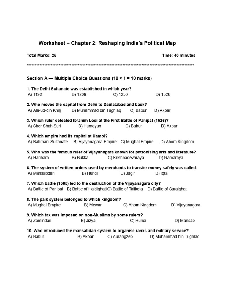 Class 8: Reshaping India's Political Map | PDF | Mughal Empire