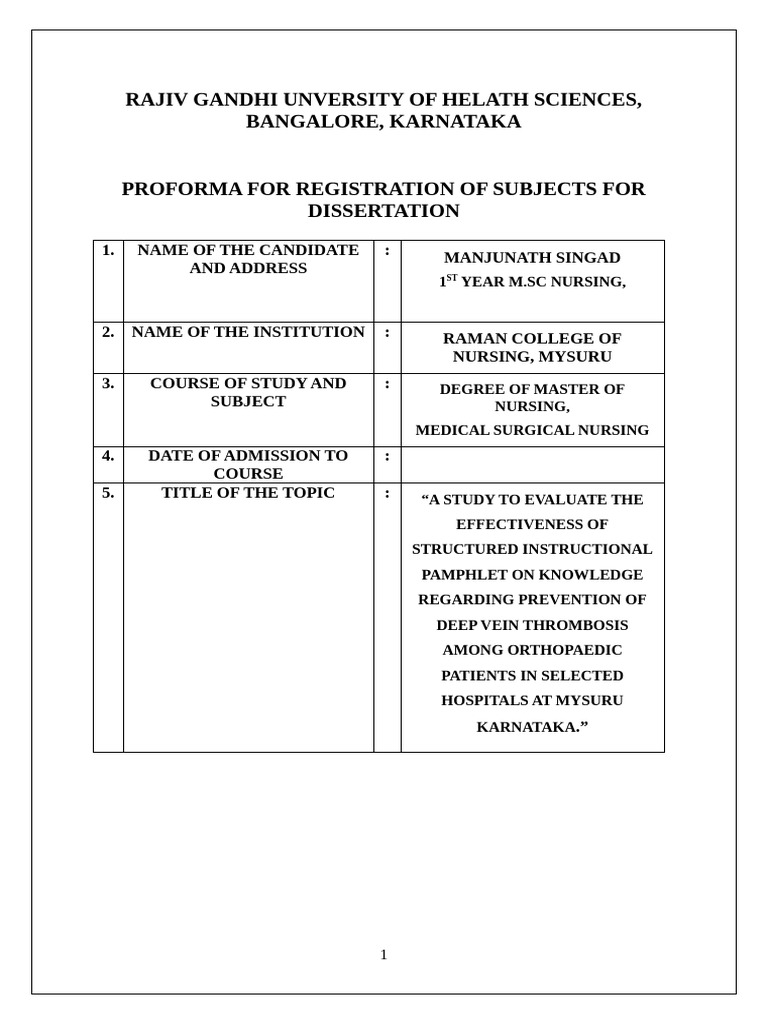 MS Manju Synopsis Medical | PDF | Thrombosis | Vein