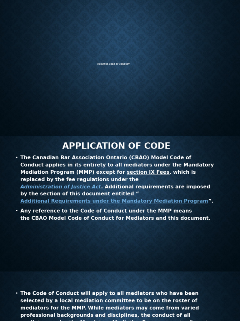 Mediator Code of Conduct | PDF | Mediation | Conflict Of Interest