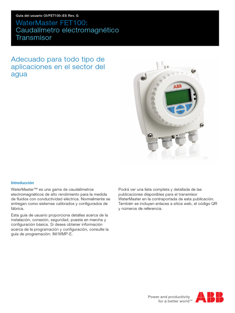 Guía del usuario WaterMaster FET100 | PDF | Ingenieria Eléctrica ...