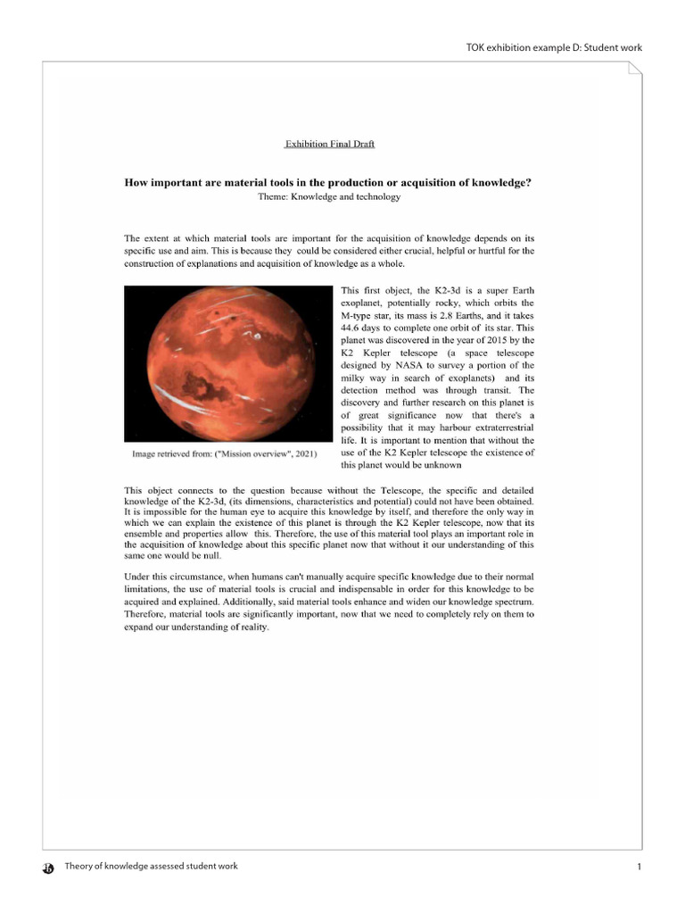 Tok Exhibition Sample D | PDF