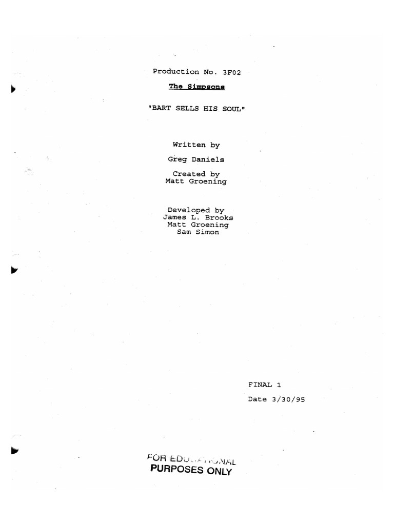 The Simpsons - Bart Sells His Soul | PDF