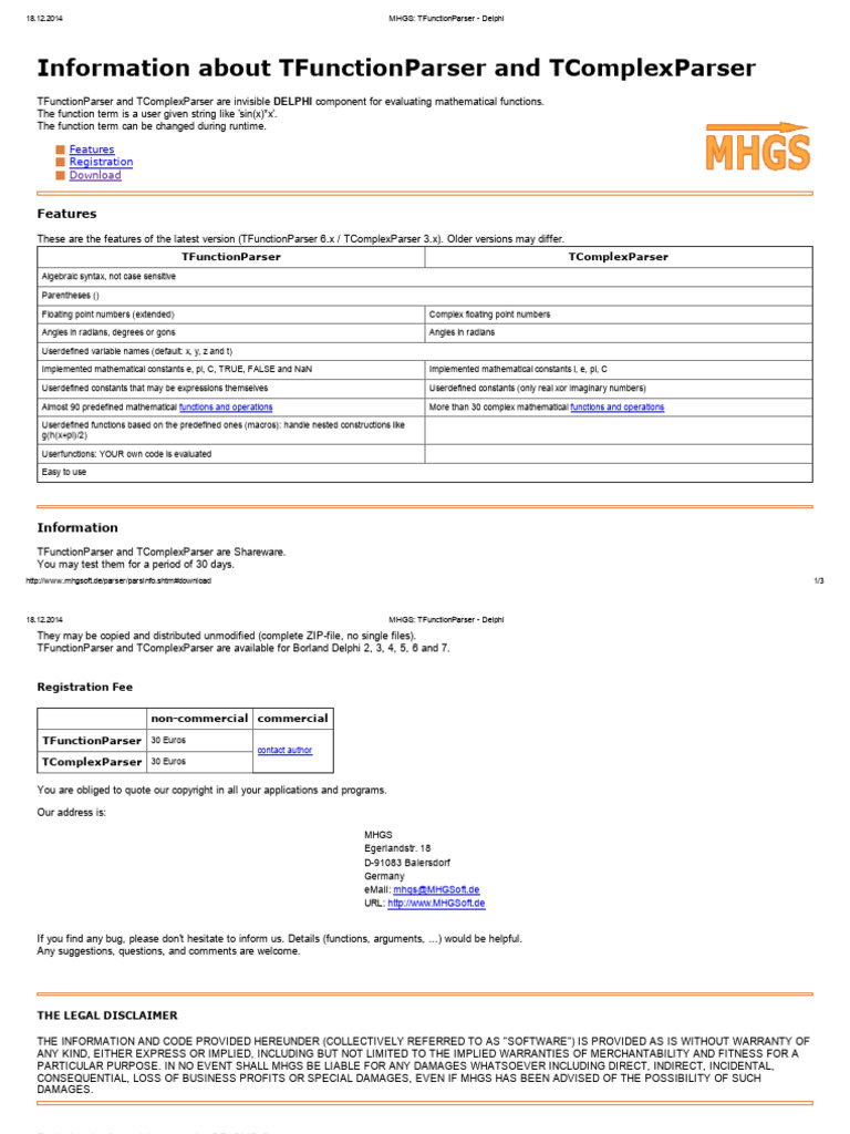 MHGS - TFunctionParser - Delphi | PDF | Scripting Language | Software