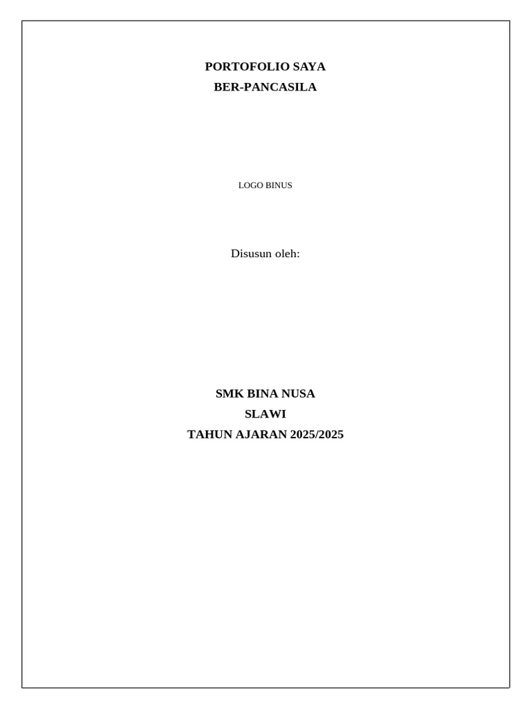 Format Laporan Portofolio Saya Berpancasila | PDF