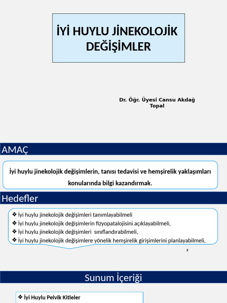 07.11.2023 - İyi Huylu Jinekolojik Değişimler | PDF