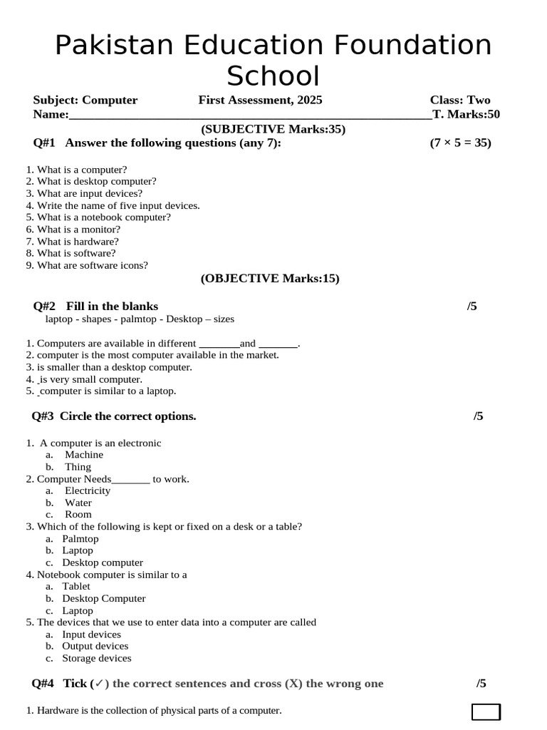 Computer Class 2 Pdf