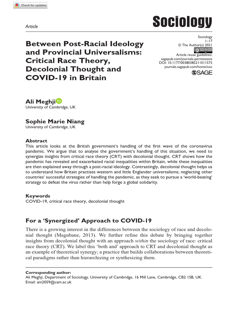 Between Post-Racial Ideology and Provincial Univer | PDF | Epistemology ...