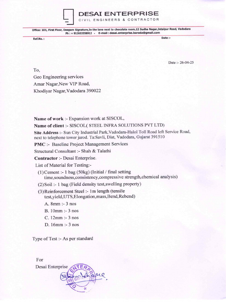 Siscol Material Testing | PDF