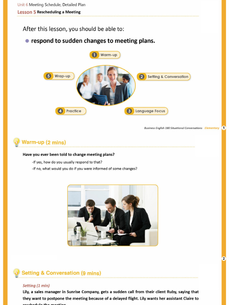 Lesson 5 Rescheduling a Meeting | PDF