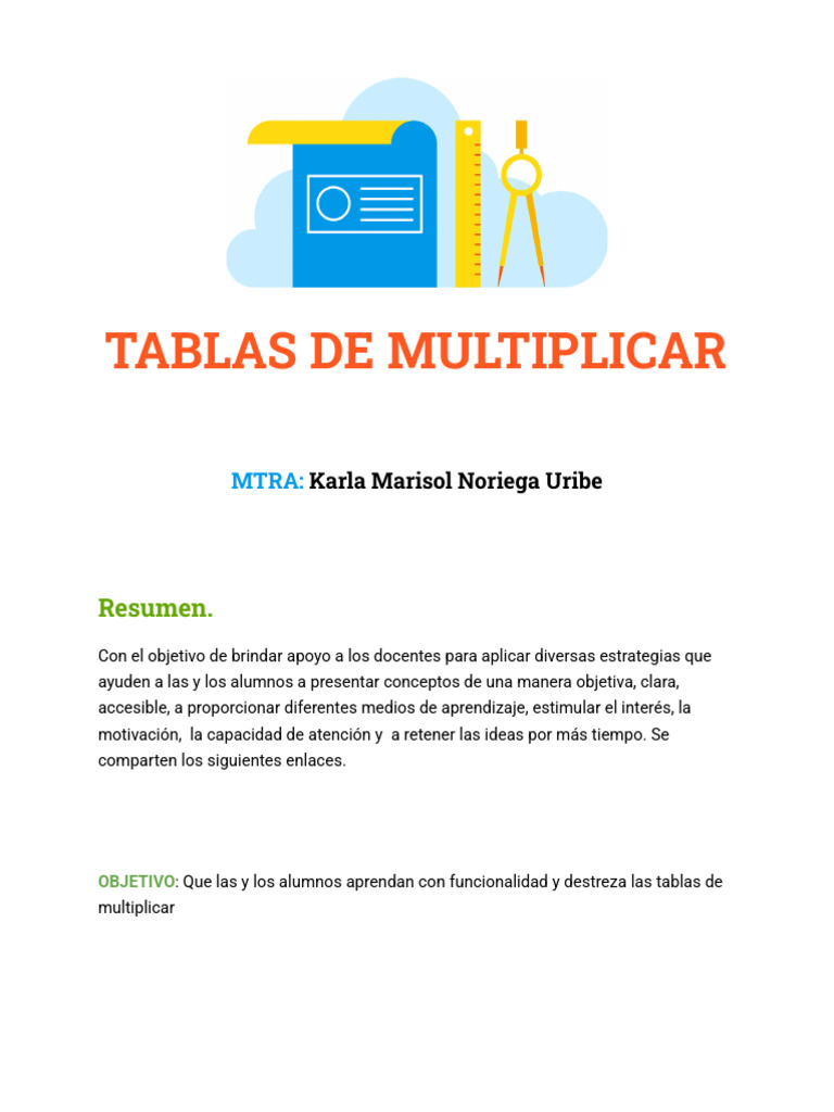 Estrategias para aprender tablas de multiplicar | PDF