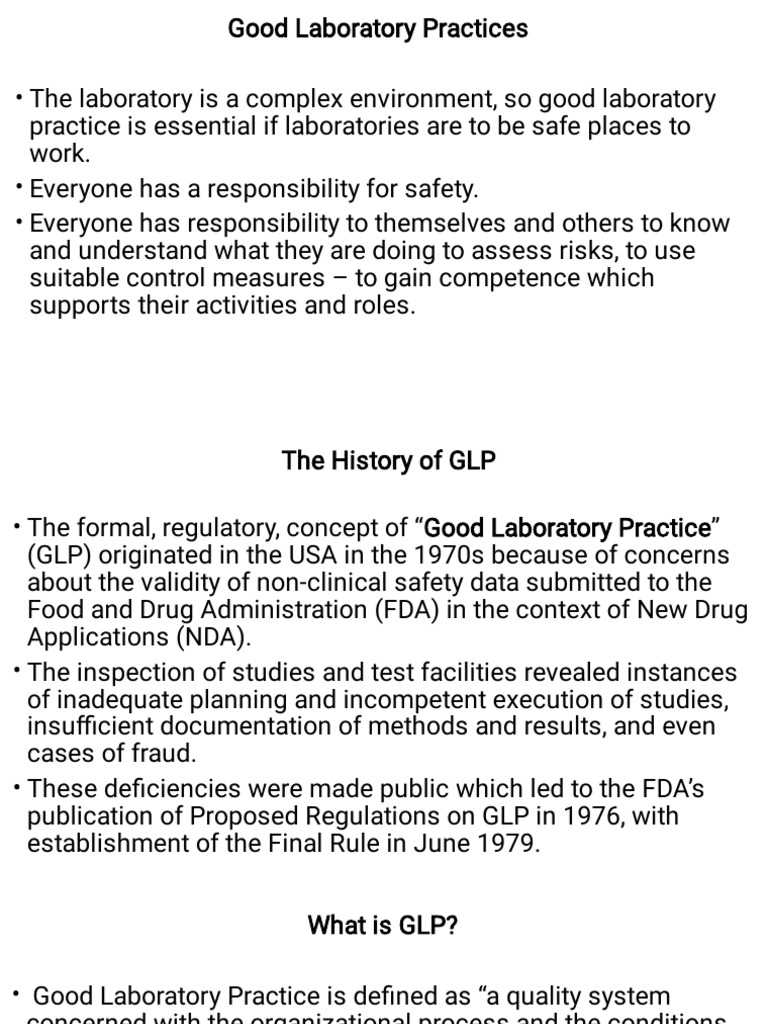 Good Laboratory Practices Overview | PDF | Personal Protective Equipment